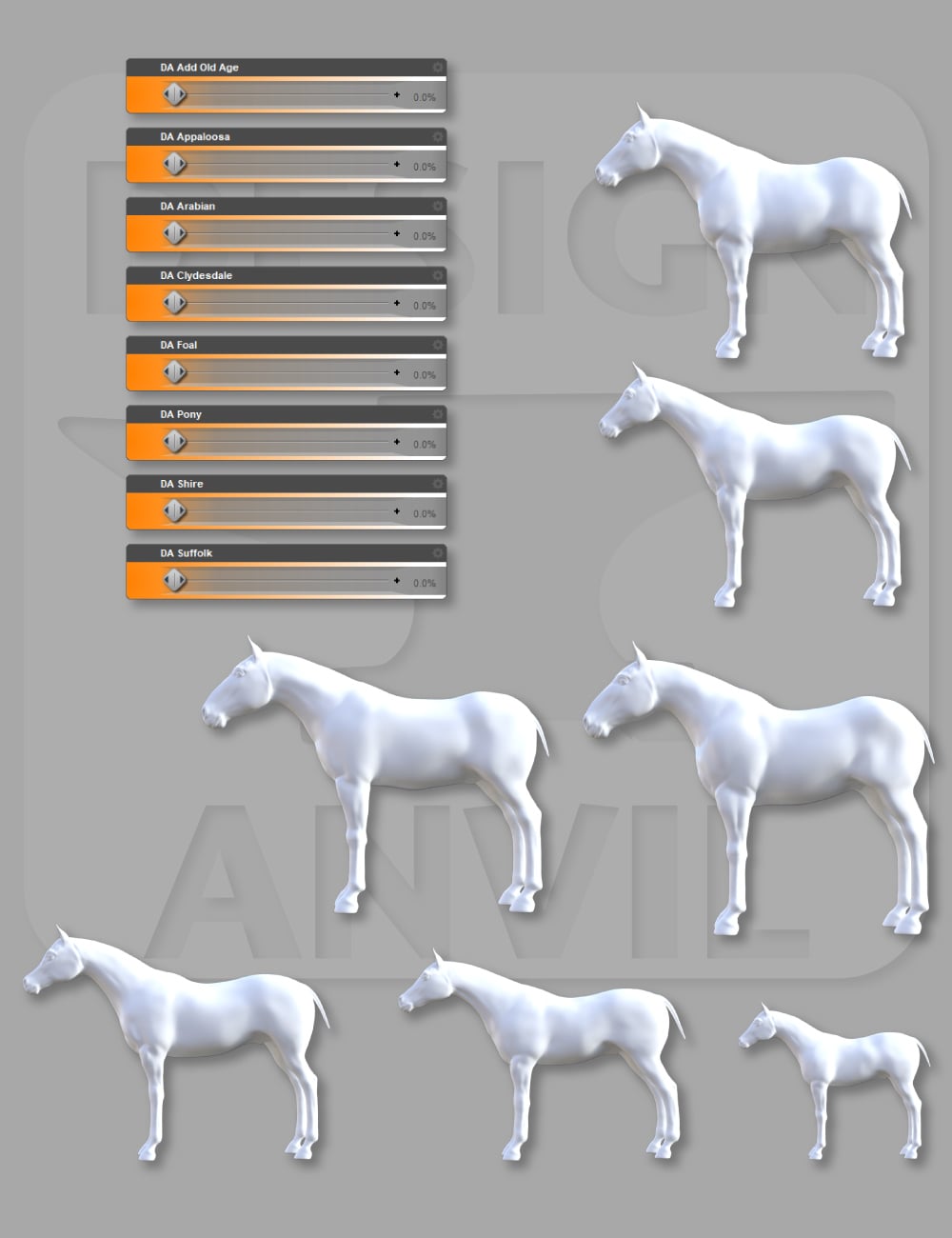 DA Ultimate Shape pack for Horse 3 - Breeds | Daz 3D