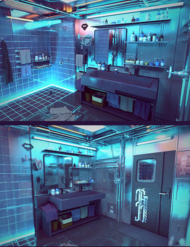 Cyberpunk Condo Bathroom | Daz 3D