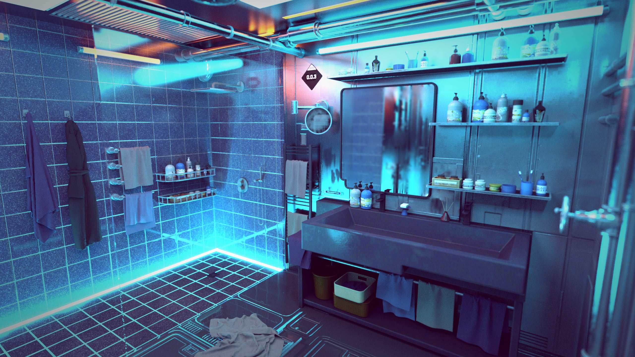 Cyberpunk Condo Bathroom | Daz 3D