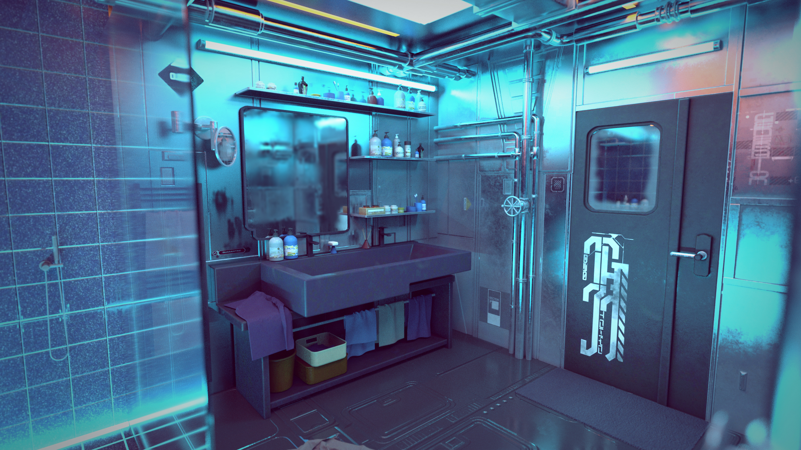 Cyberpunk Condo Bathroom | Daz 3D
