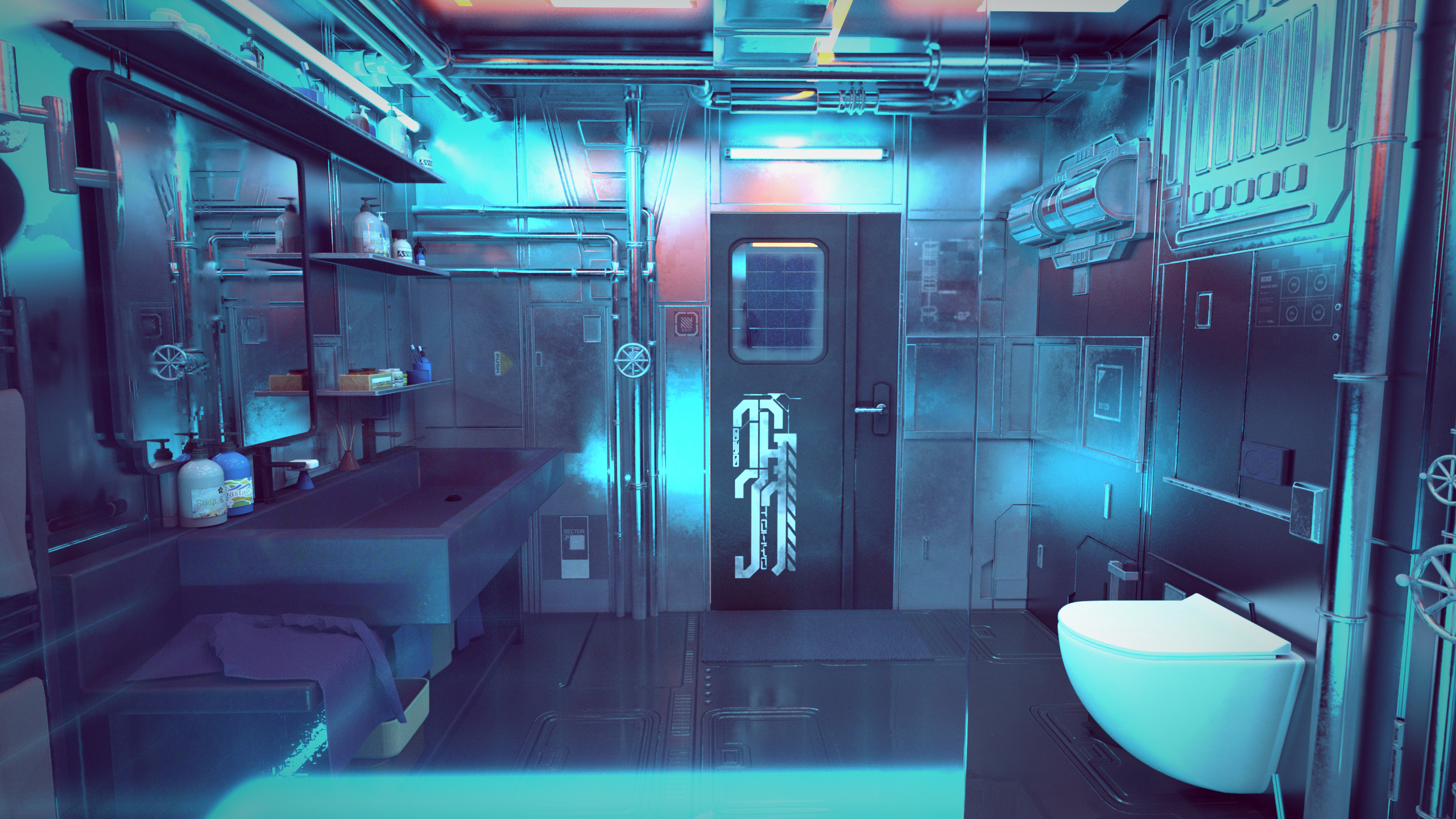 Cyberpunk Condo Bathroom | Daz 3D