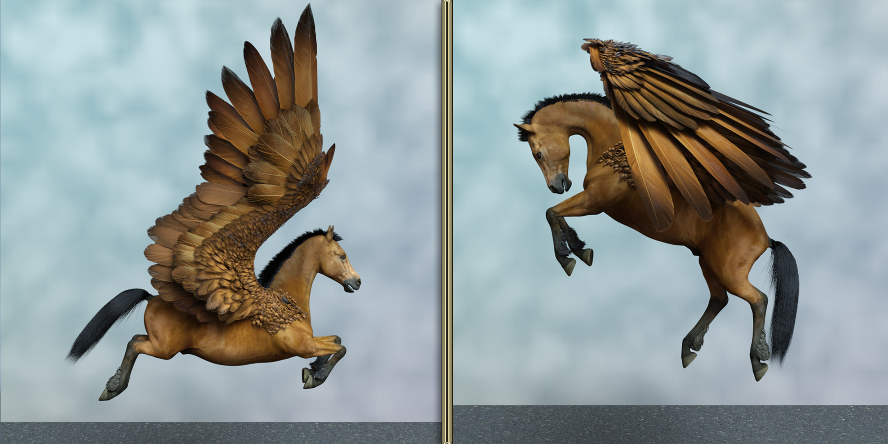 Hercules Gift Hierarchical Poses for Horse 3 and Pegasus Wings | Daz 3D
