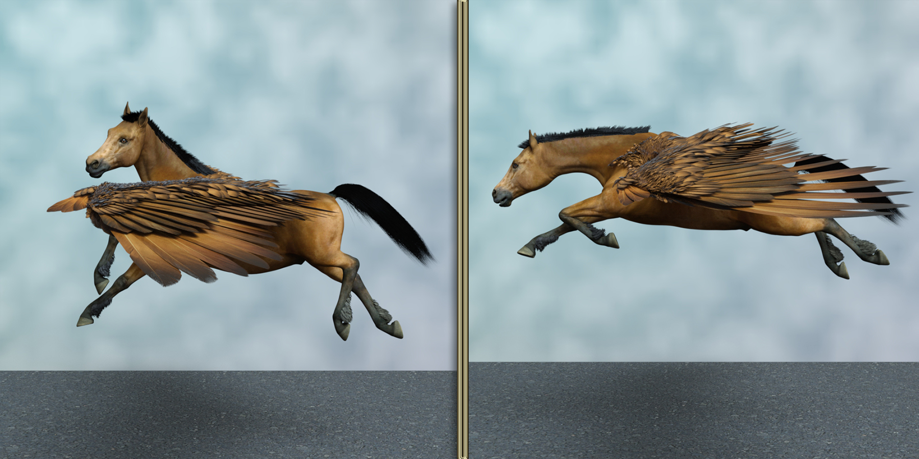 Hercules Gift Hierarchical Poses for Horse 3 and Pegasus Wings | Daz 3D