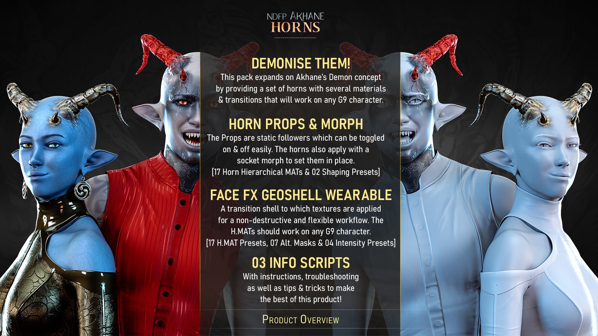 NDFP Akhane Horns for Genesis 9 | Daz 3D