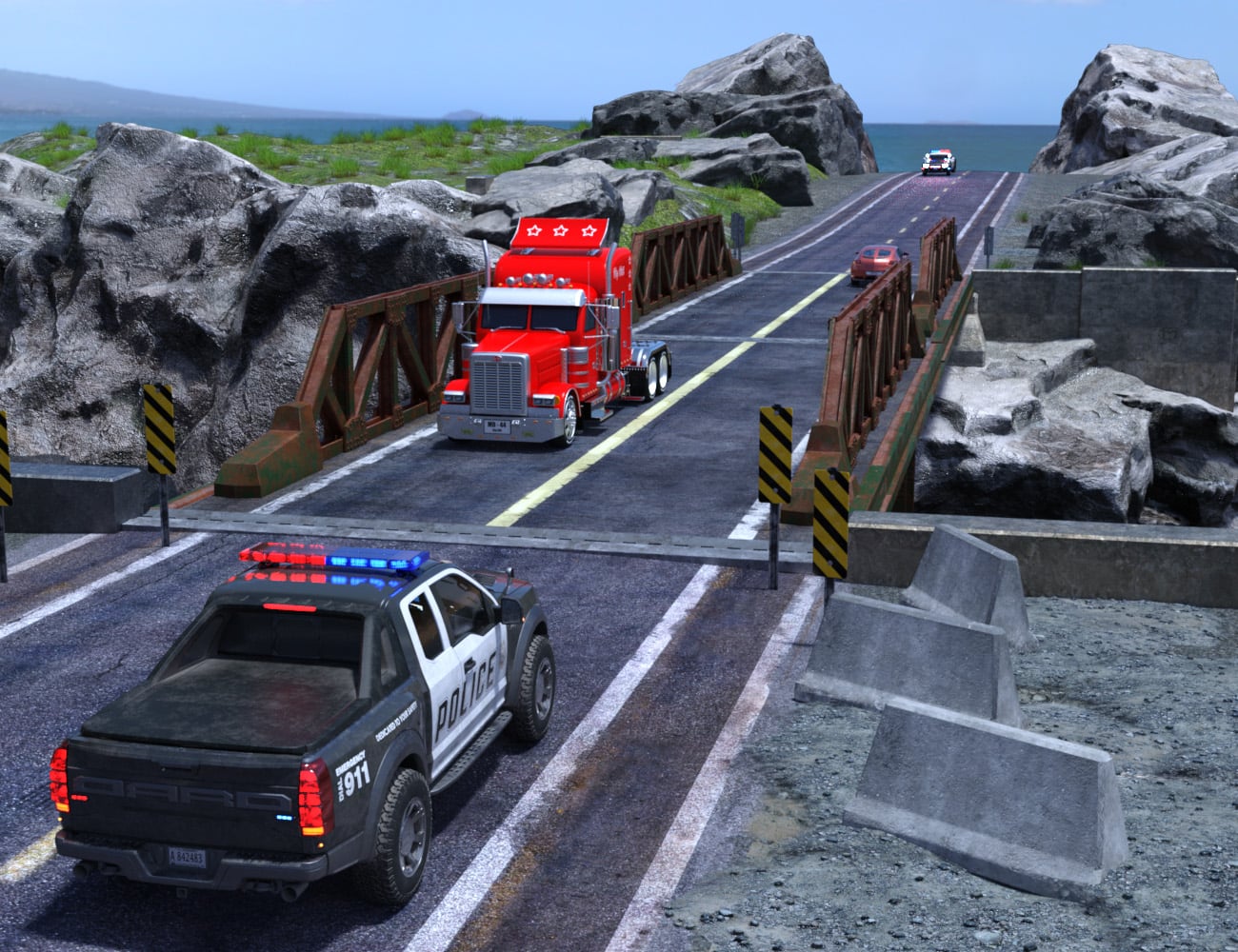 1stB Old Steel Bridge On A Desolate Road | Daz 3D