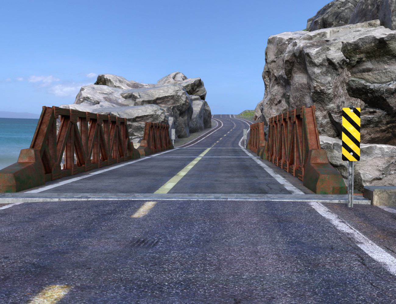1stB Old Steel Bridge On A Desolate Road | Daz 3D
