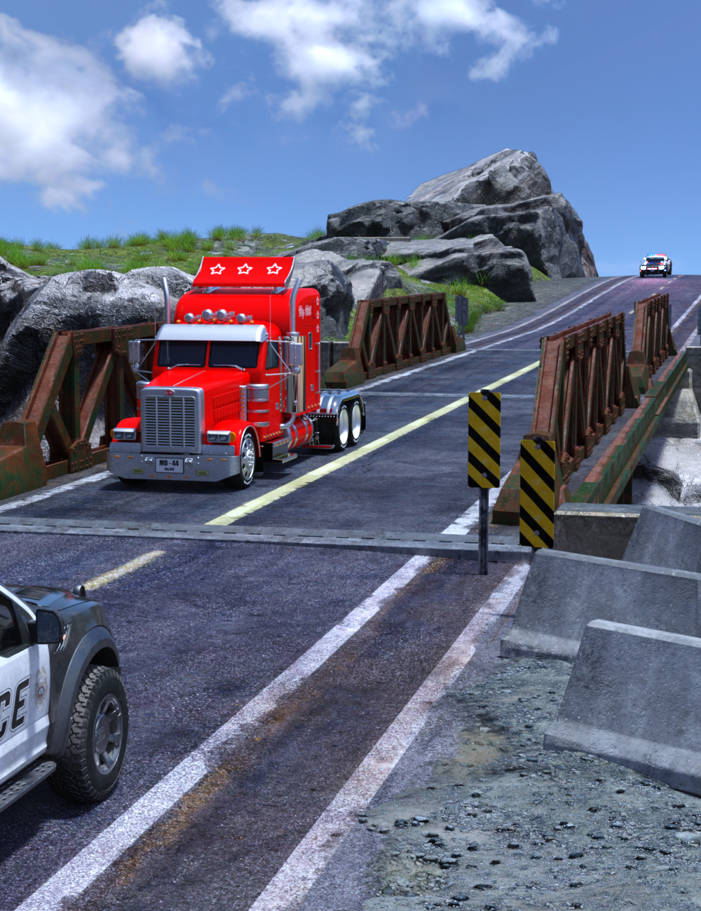 1stB Old Steel Bridge On A Desolate Road | Daz 3D