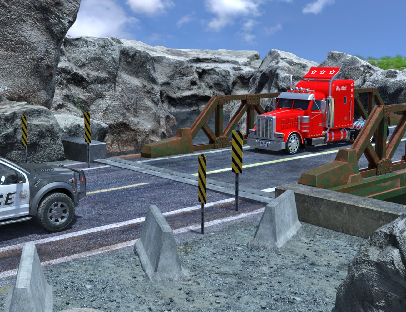 1stB Old Steel Bridge On A Desolate Road | Daz 3D