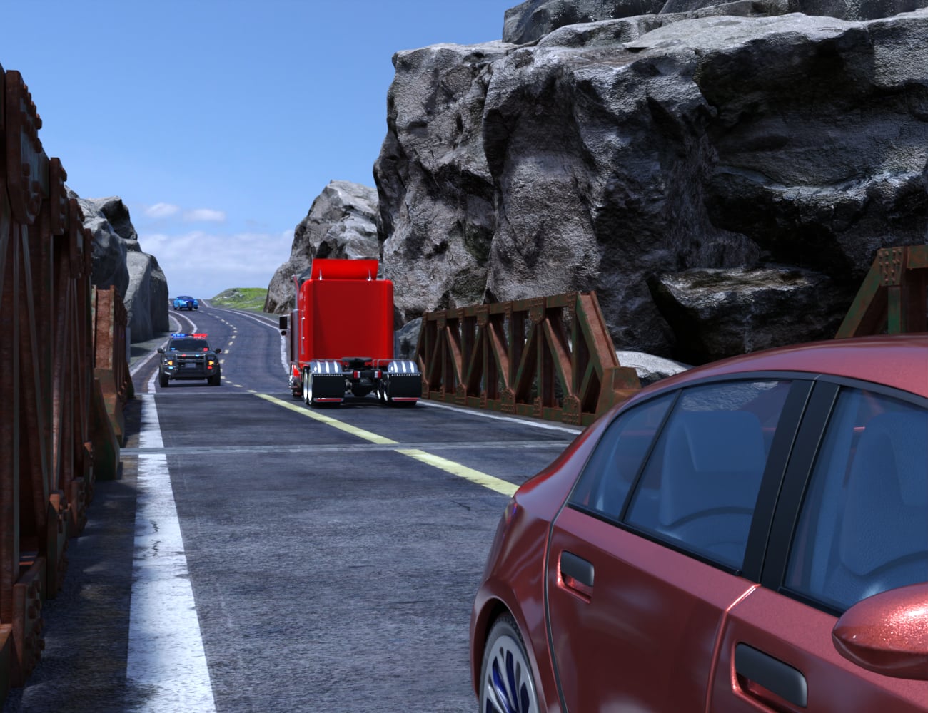 1stB Old Steel Bridge On A Desolate Road | Daz 3D