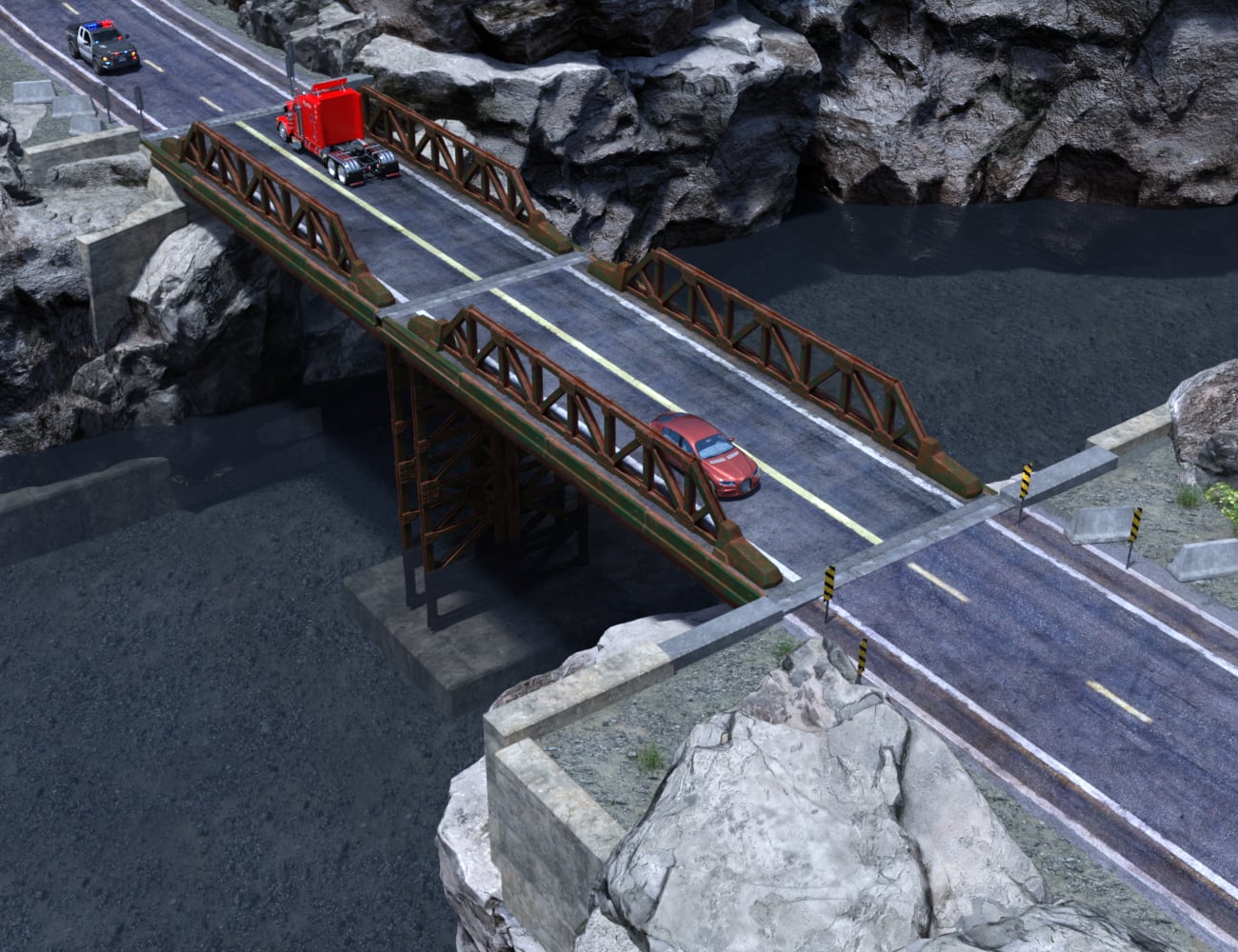 1stB Old Steel Bridge On A Desolate Road | Daz 3D