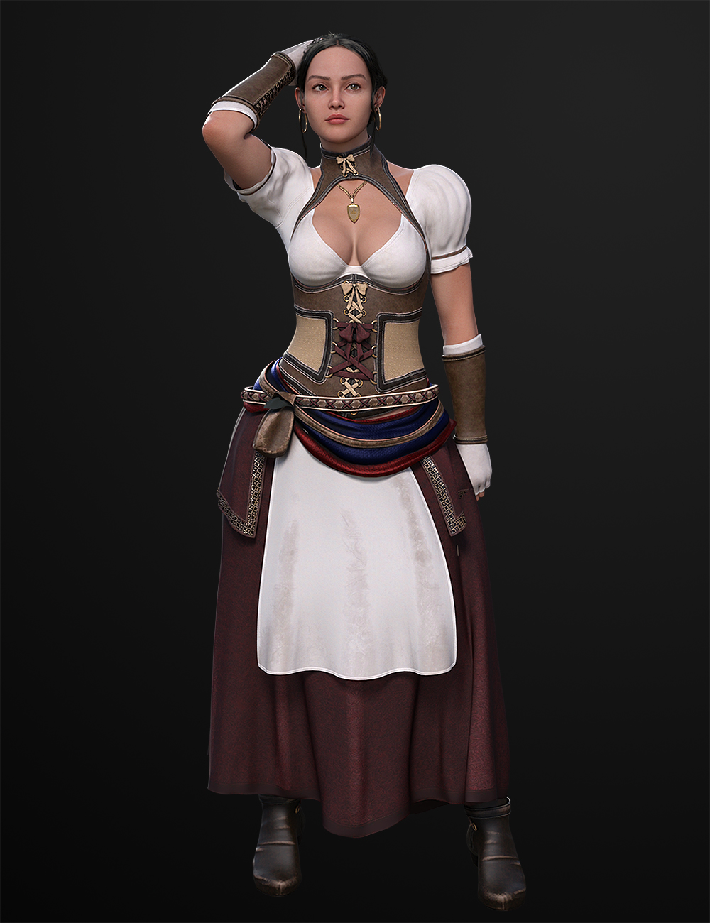 dForce Eveline Medieval Tavern Maid Outfit for Genesis 9, 8.1 and 8 Female | Daz 3D