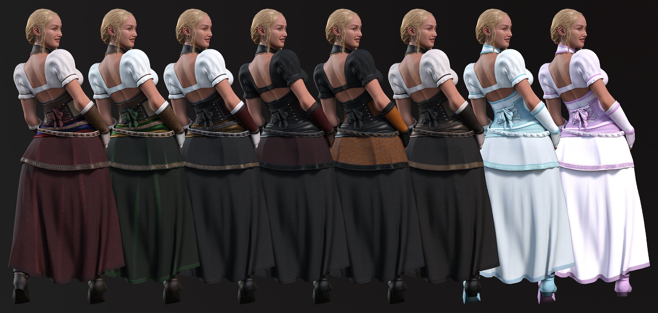 Eveline Medieval Tavern Maid Outfit Texture Expansion Add On | Daz 3D Eveline Medieval Tavern Maid Outfit Texture Expansion Add On | Daz 3D