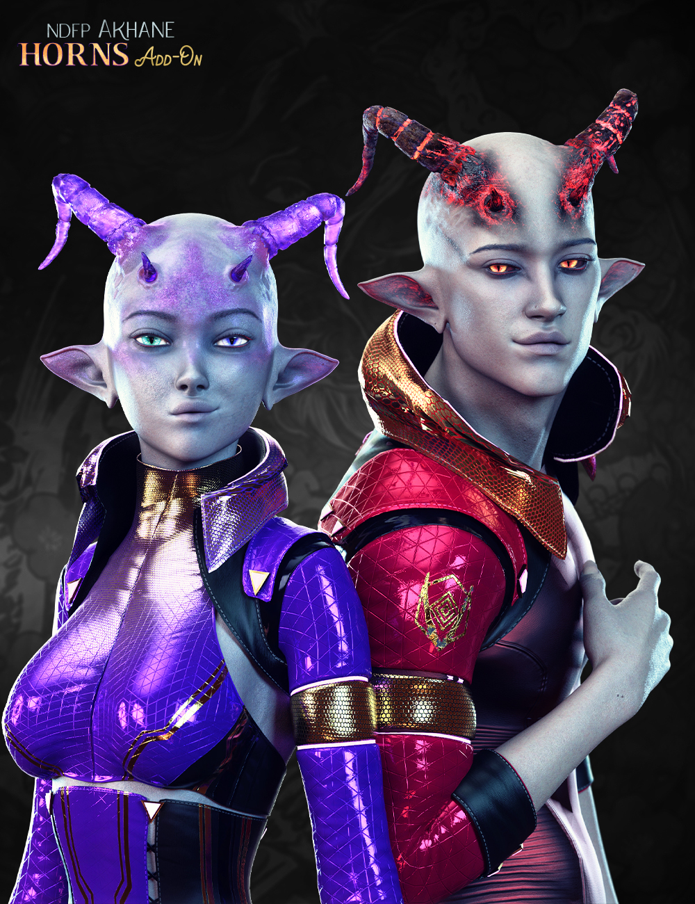 FPE Akhane Horns Add-On for Genesis 9 | Daz 3D