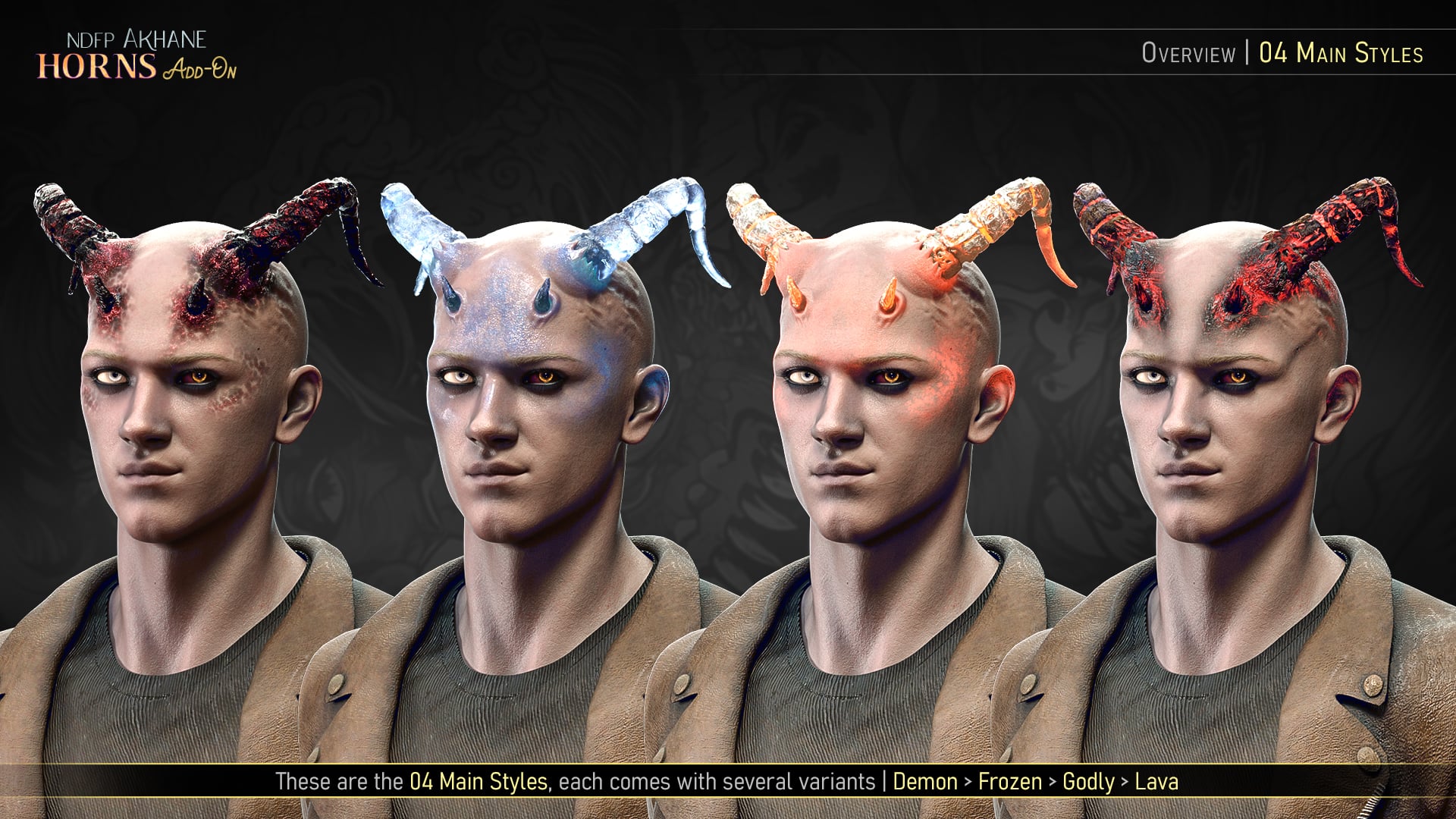 FPE Akhane Horns Add-On for Genesis 9 | Daz 3D