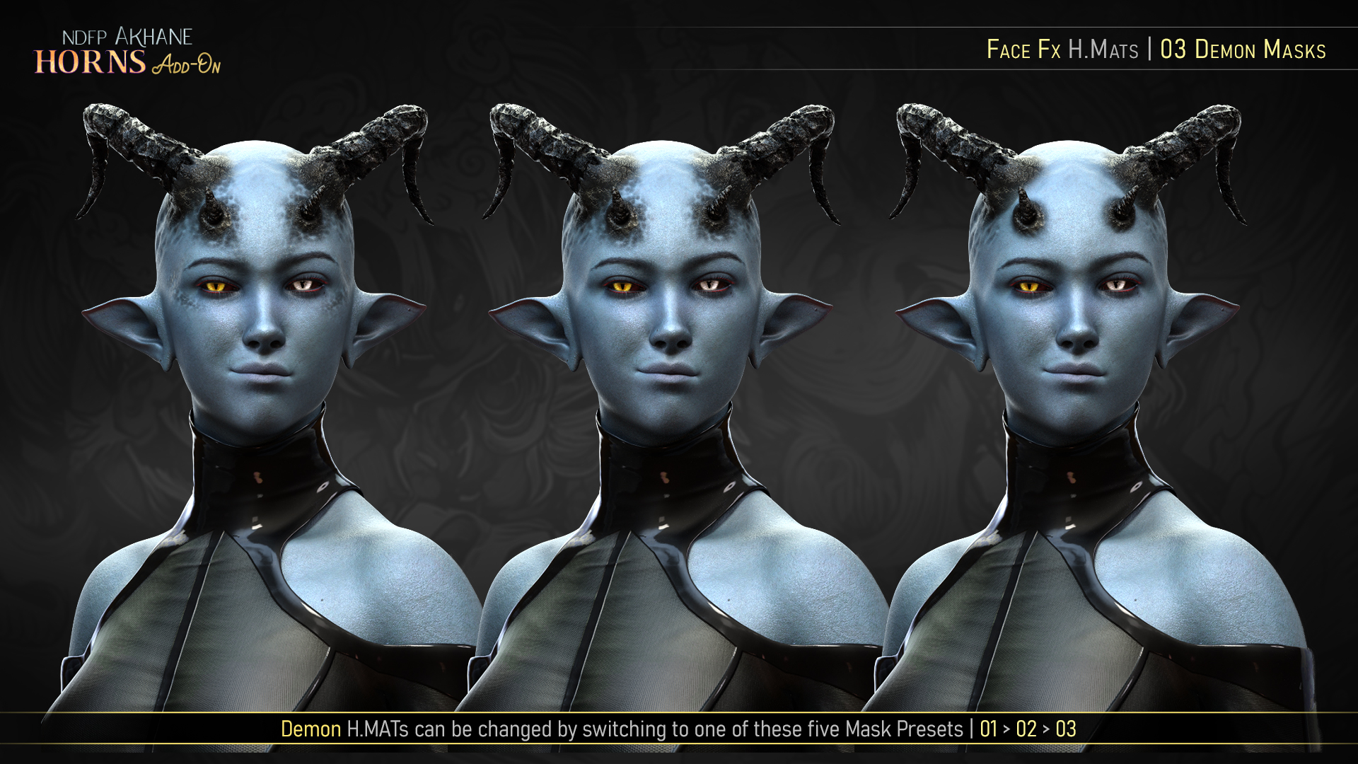 FPE Akhane Horns Add-On for Genesis 9 | Daz 3D