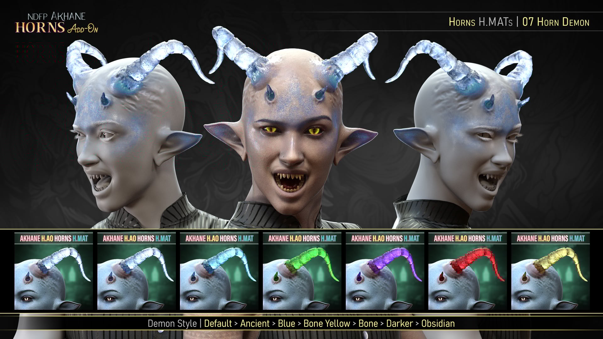 FPE Akhane Horns Add-On for Genesis 9 | Daz 3D