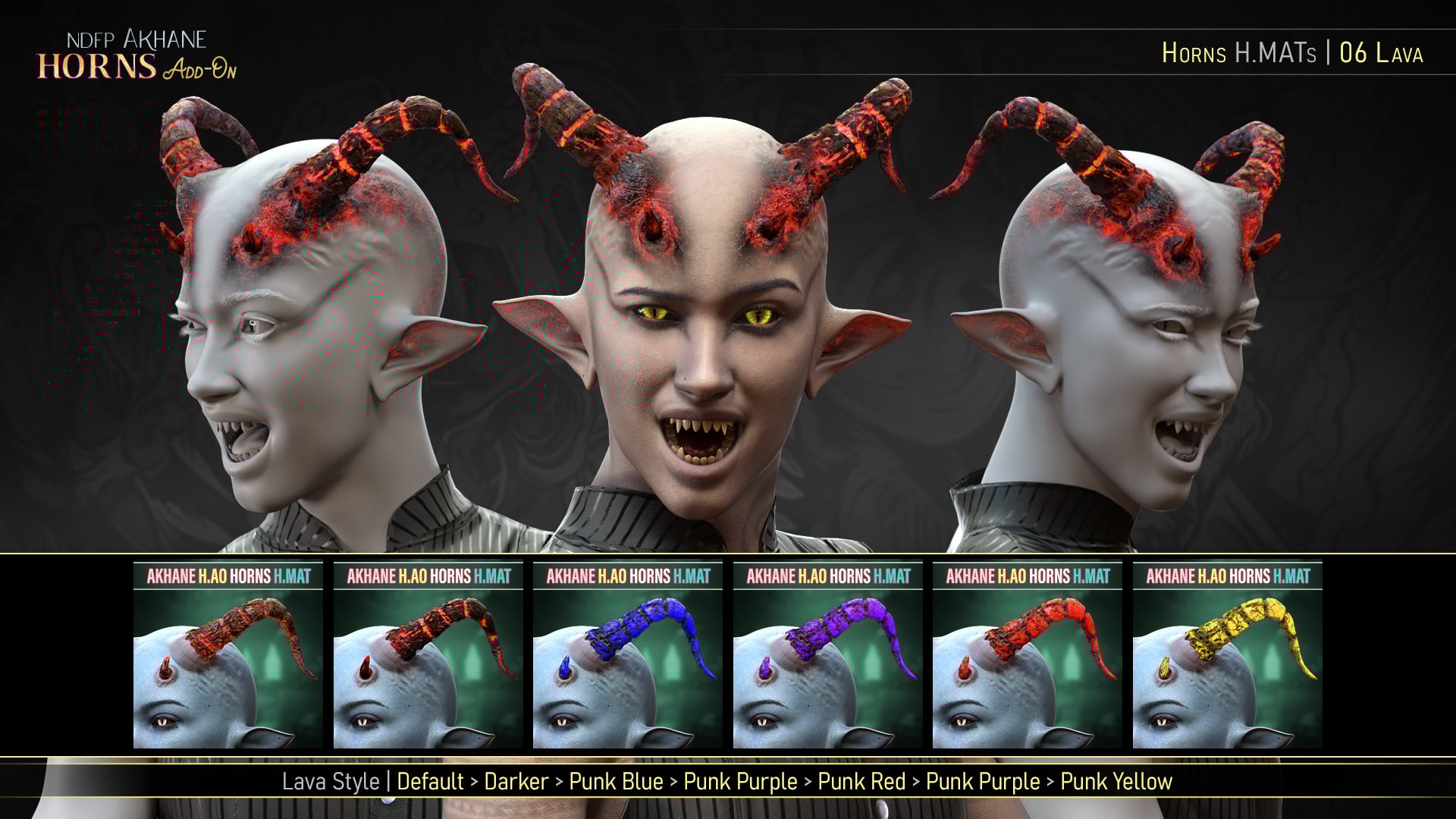 FPE Akhane Horns Add-On for Genesis 9 | Daz 3D