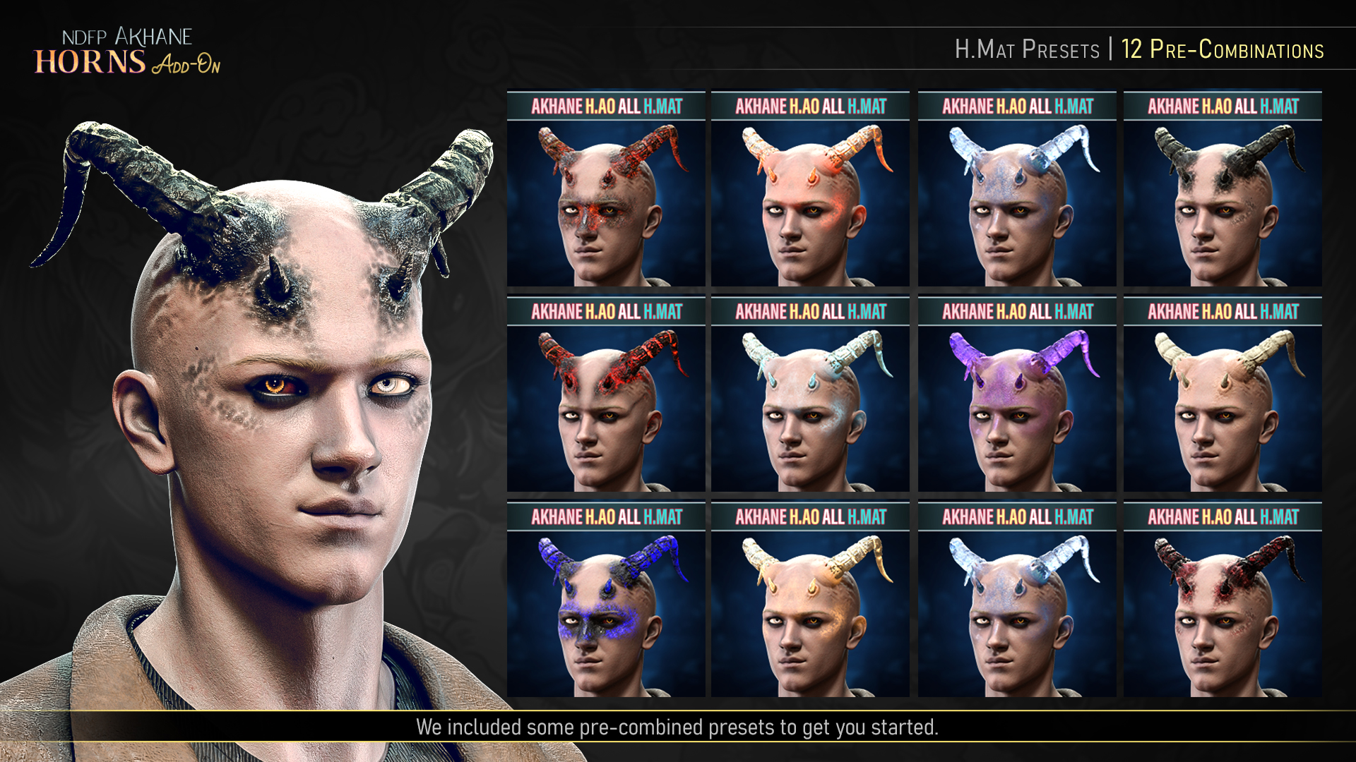 FPE Akhane Horns Add-On for Genesis 9 | Daz 3D