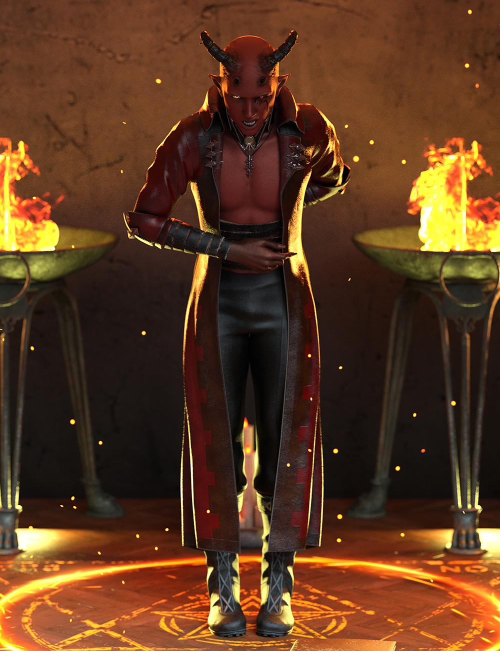 Demonio Poses for NDFP Akhane Horns for Genesis 9 | Daz 3D