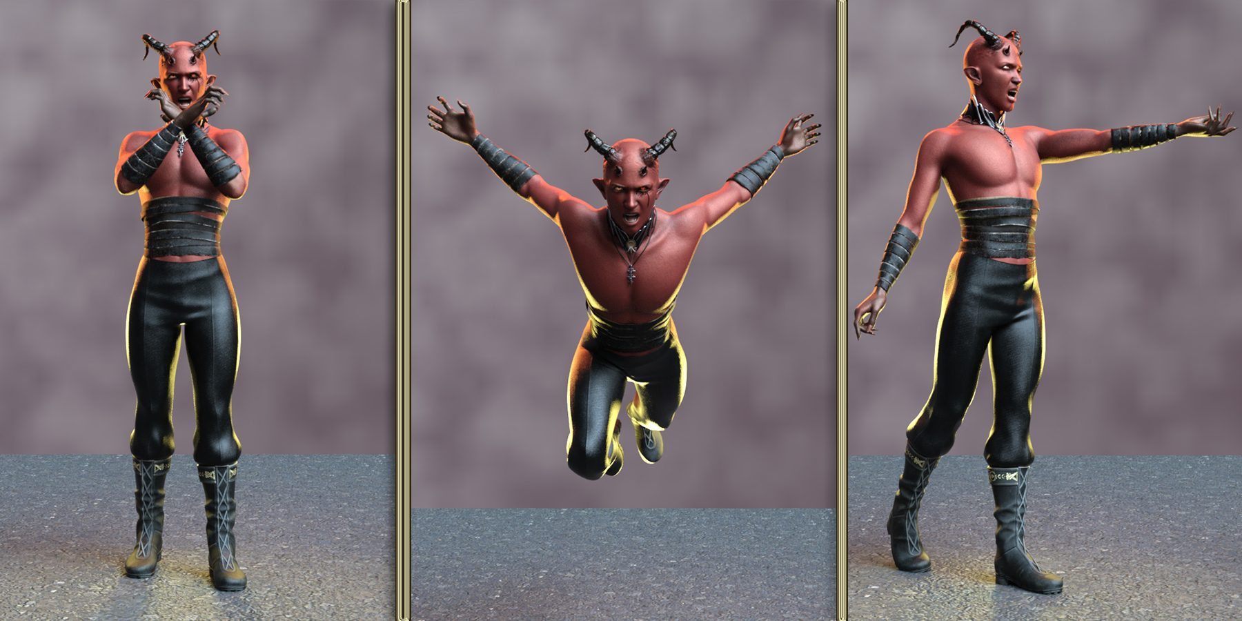 Demonio Poses for NDFP Akhane Horns for Genesis 9 | Daz 3D