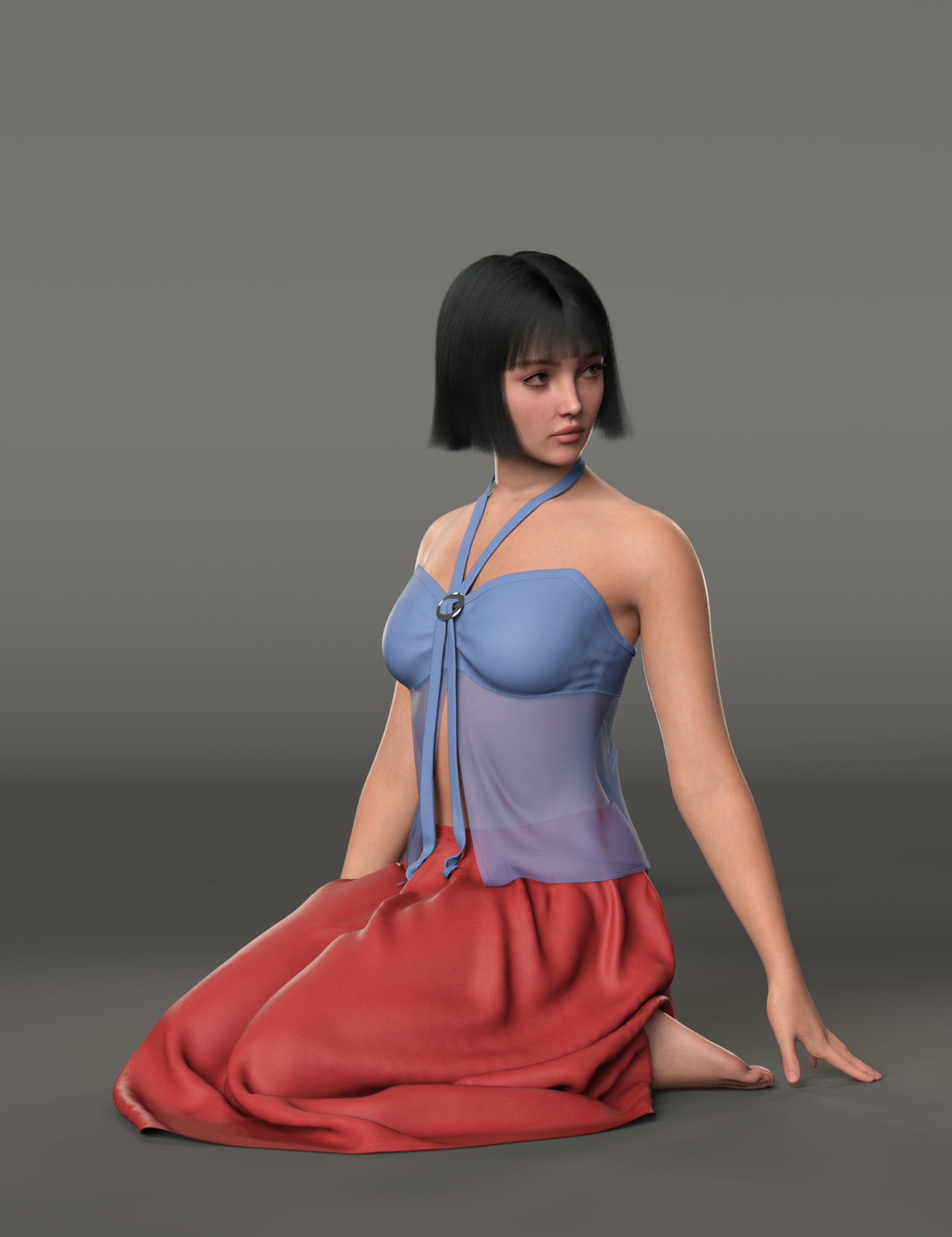 dForce MK Halter Crop Top Long Skirt for Genesis 9 | Daz 3D