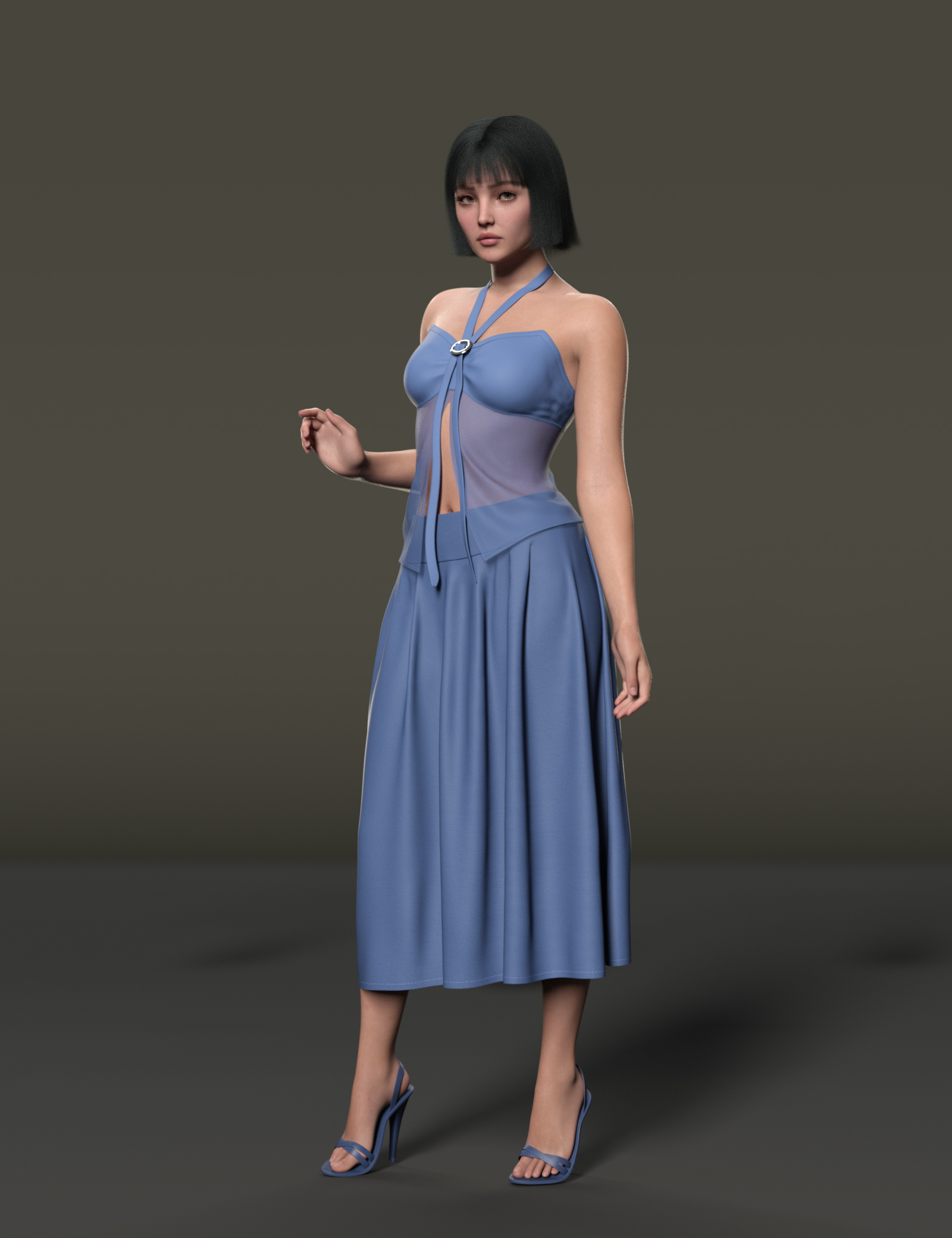 dForce MK Halter Crop Top Long Skirt for Genesis 9 | Daz 3D