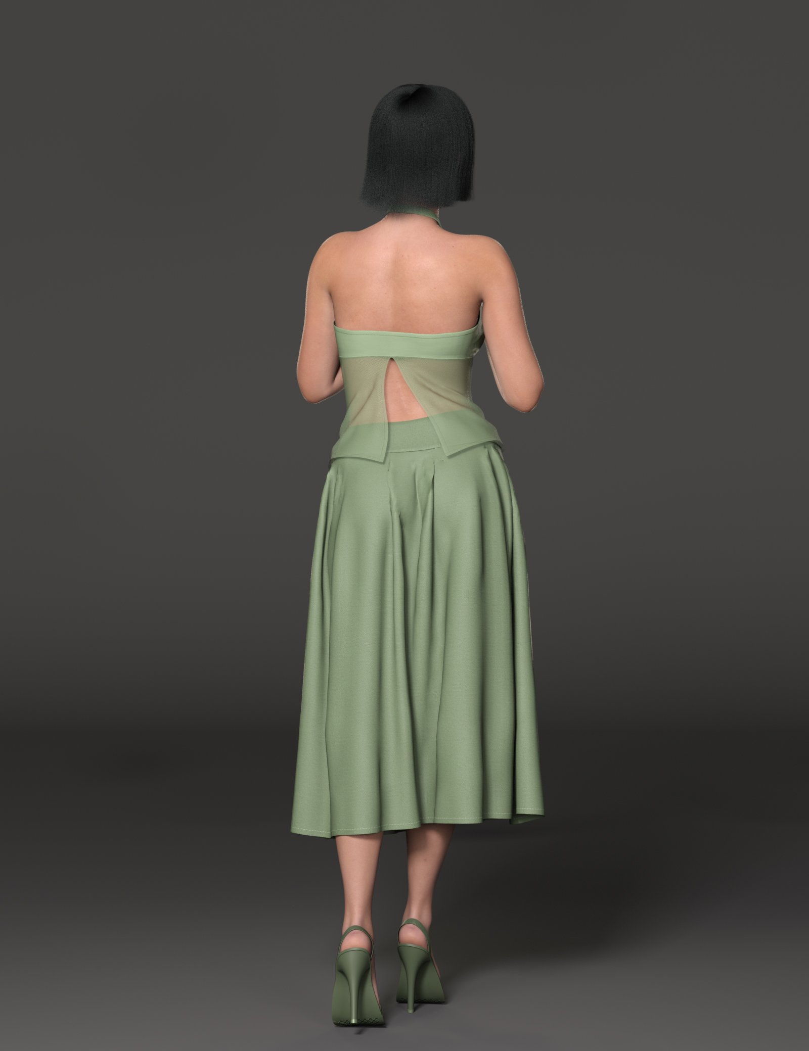 dForce MK Halter Crop Top Long Skirt for Genesis 9 | Daz 3D
