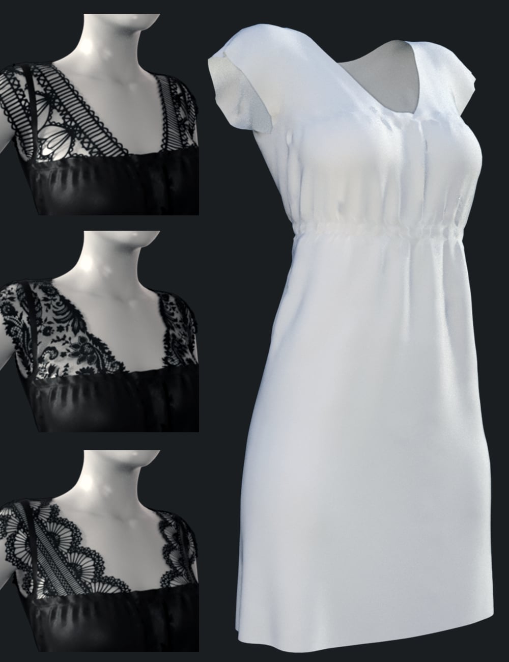 dForce Lare Nightie for Genesis 9, 8.1 and 8 Female | Daz 3D