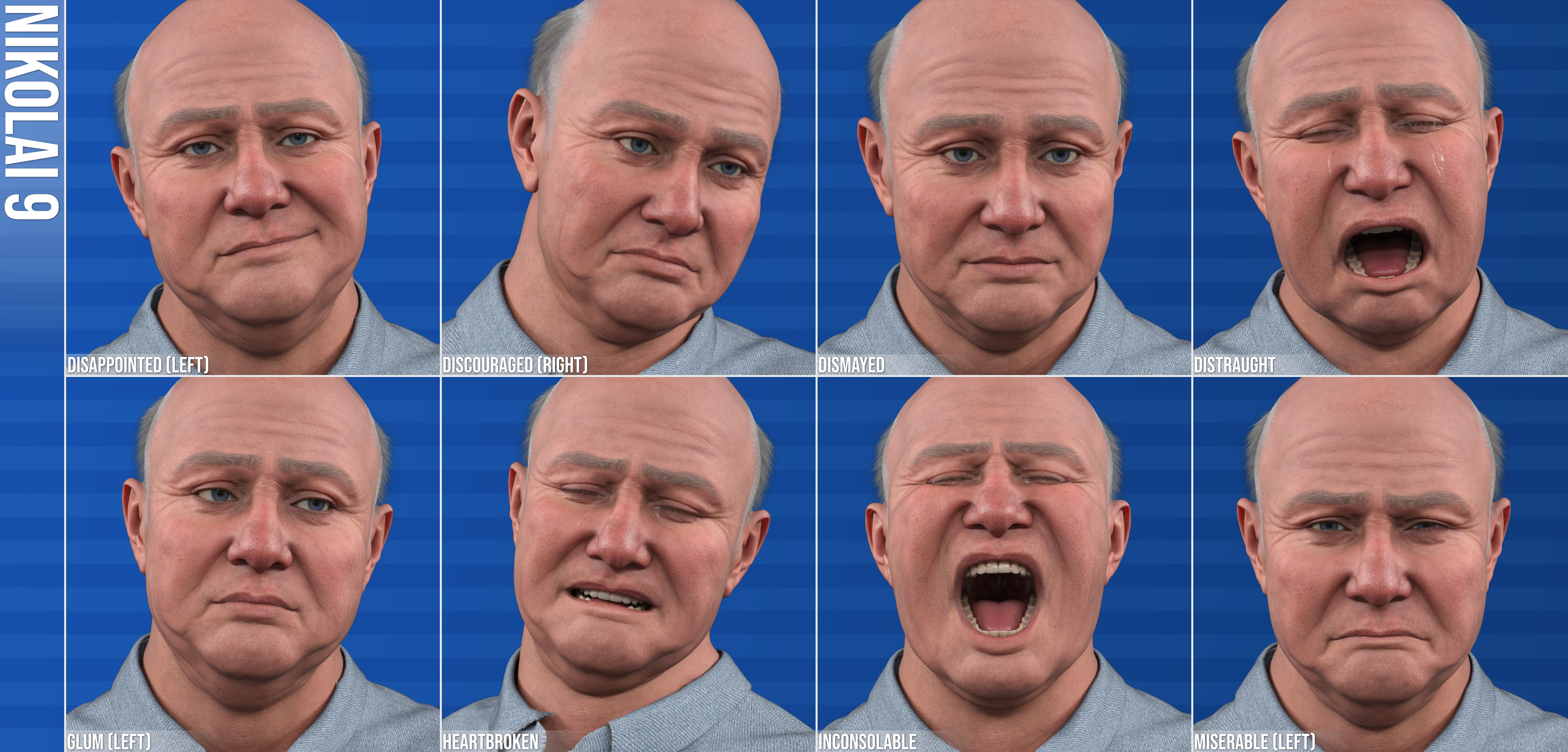 NG Faces of Sadness and Pain for Genesis 9 | Daz 3D