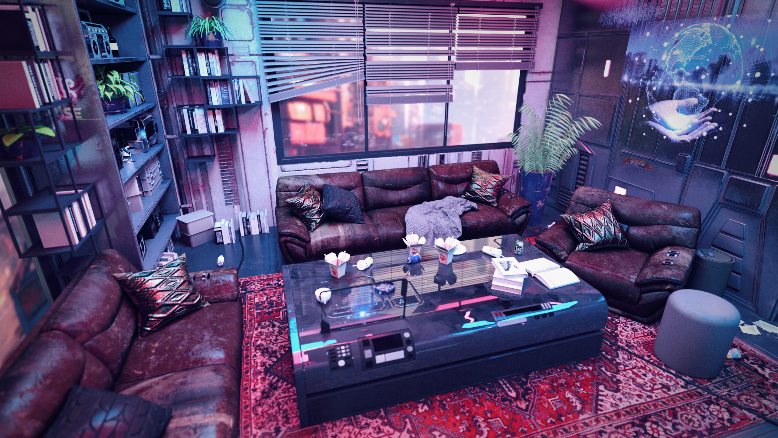 Cyberpunk Condo Living Room | Daz 3D