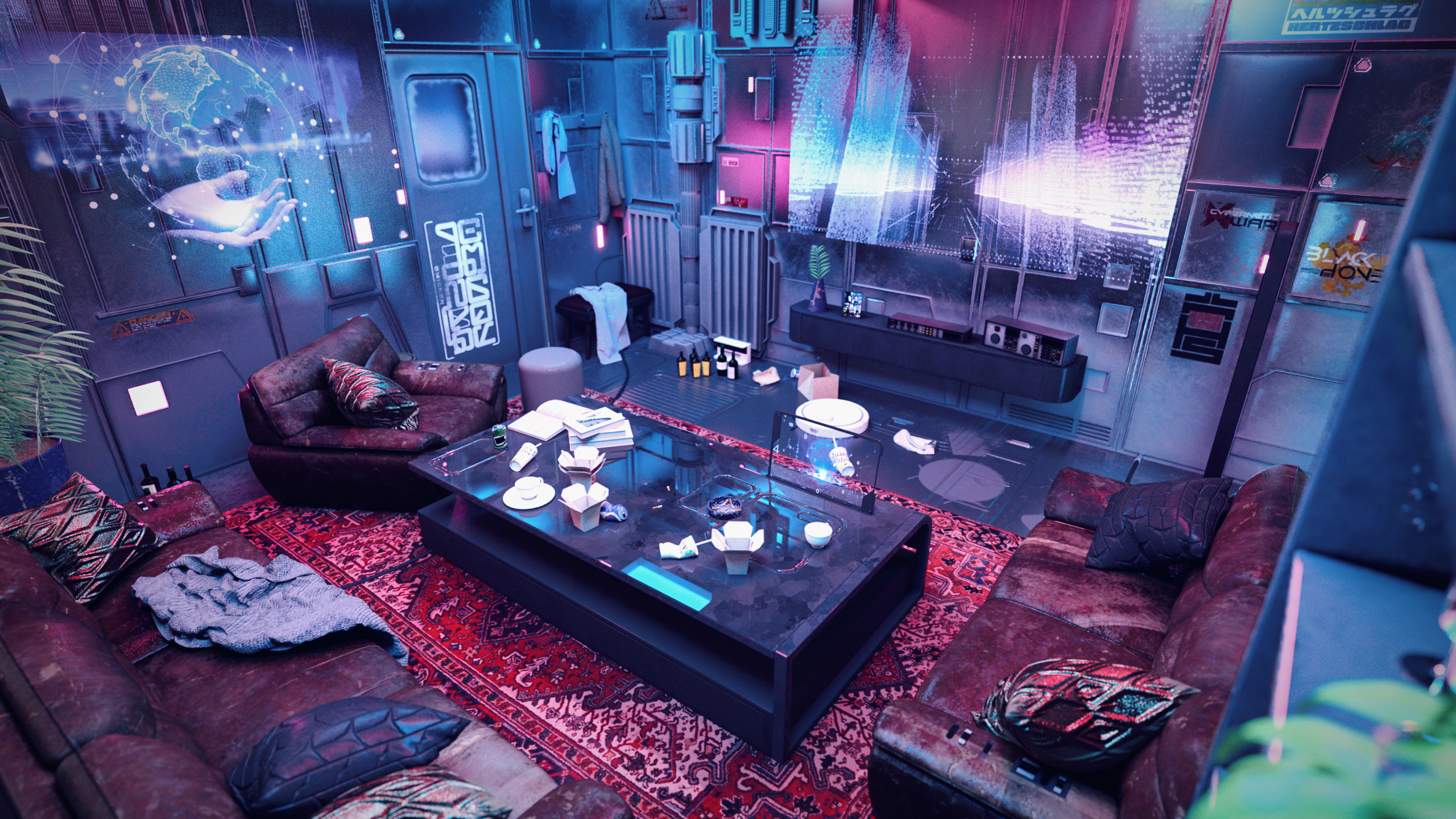 Cyberpunk Condo Living Room | Daz 3D