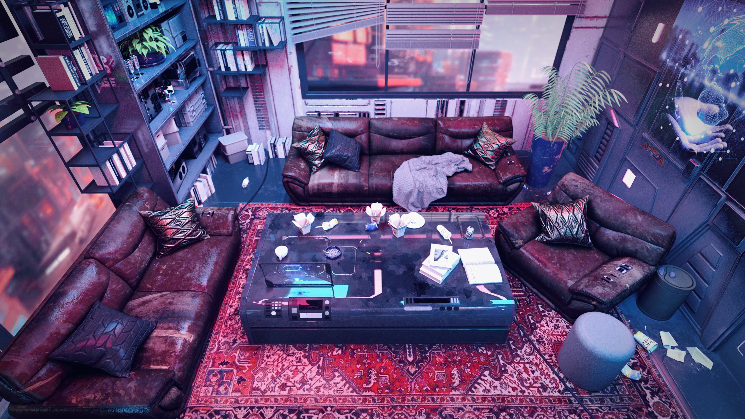 Cyberpunk Condo Living Room | Daz 3D