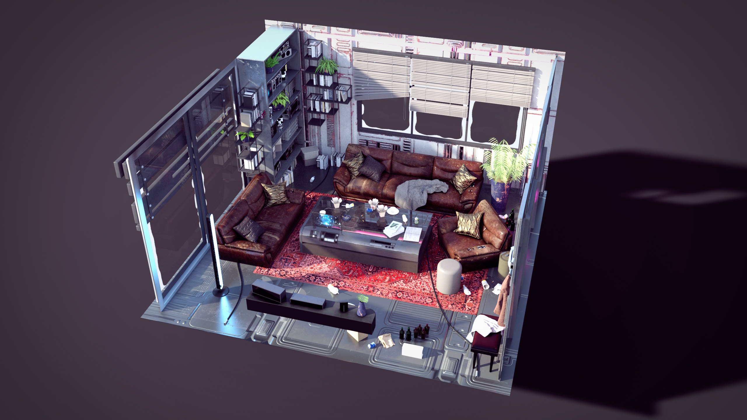 Cyberpunk Condo Living Room | Daz 3D