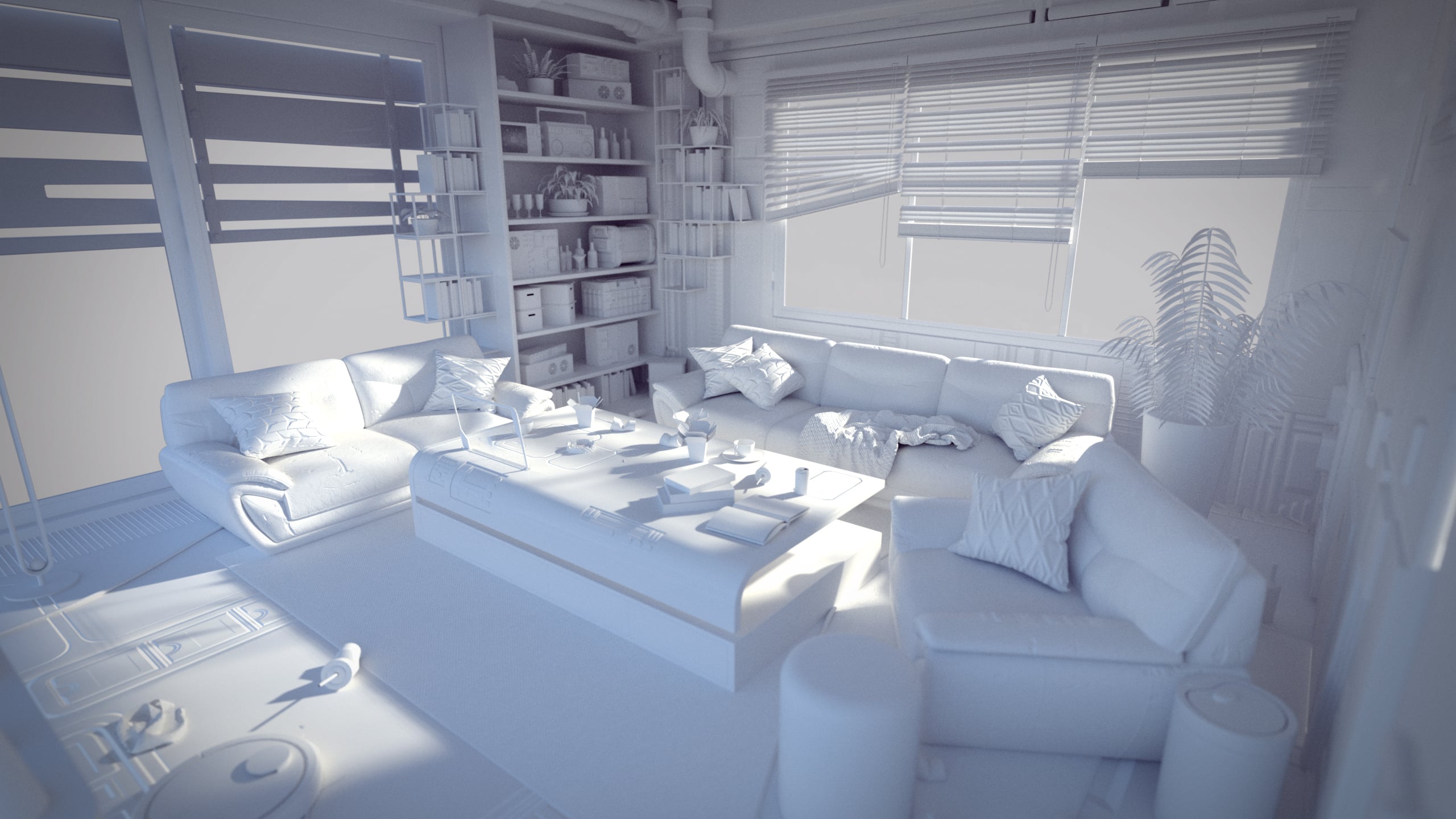 Cyberpunk Condo Living Room | Daz 3D