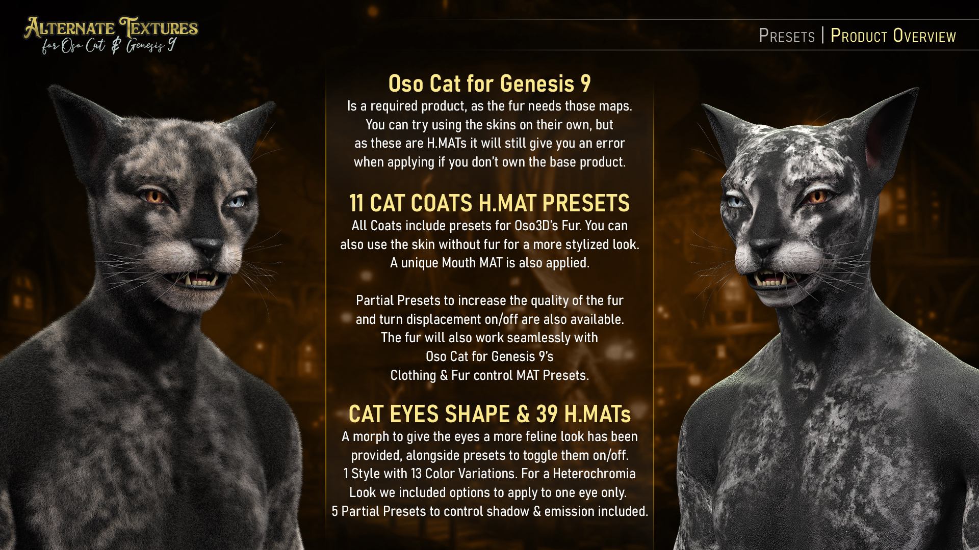FPE Alternate Textures for Oso Cat and Genesis 9 | Daz 3D
