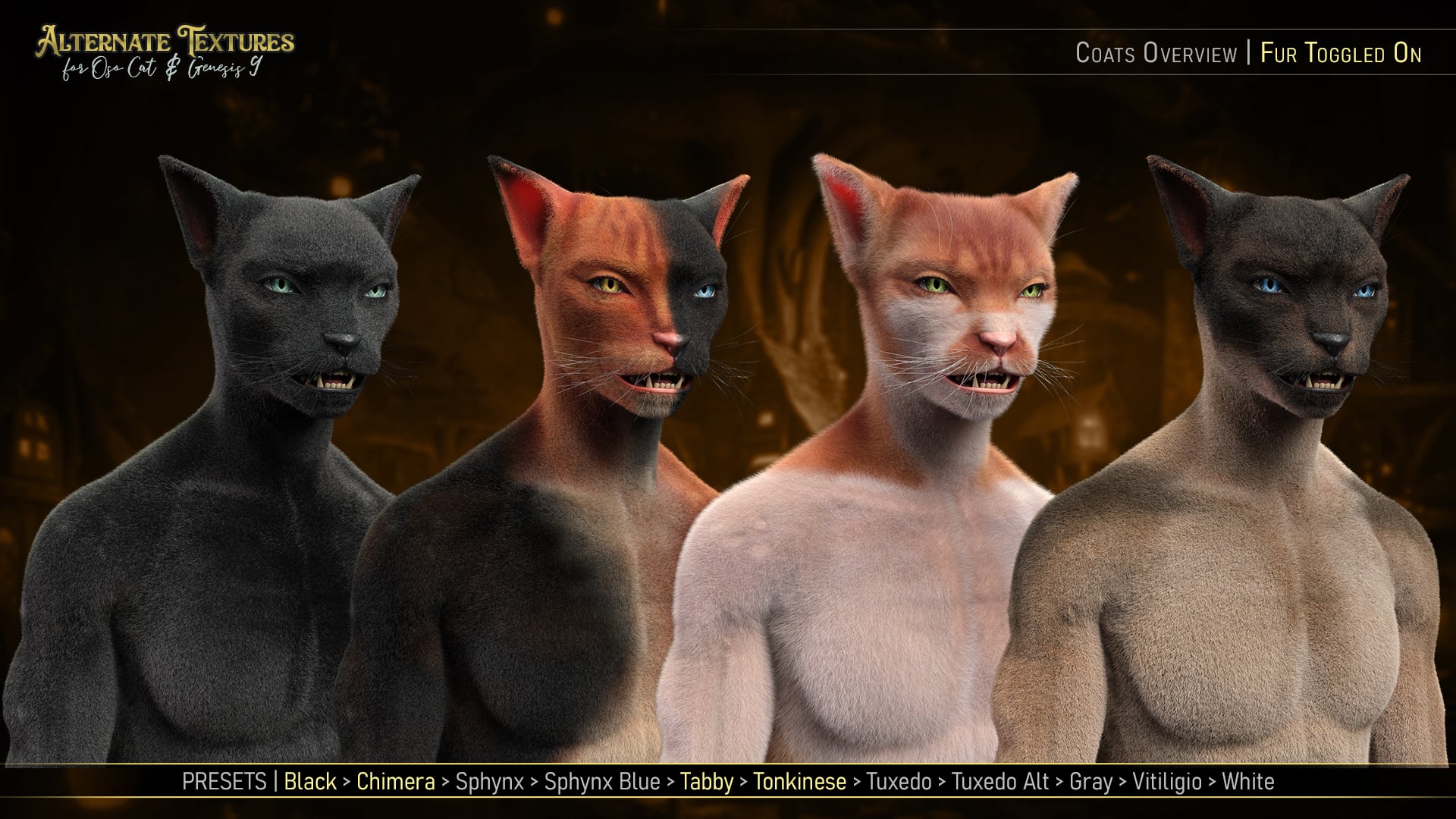 FPE Alternate Textures for Oso Cat and Genesis 9 | Daz 3D