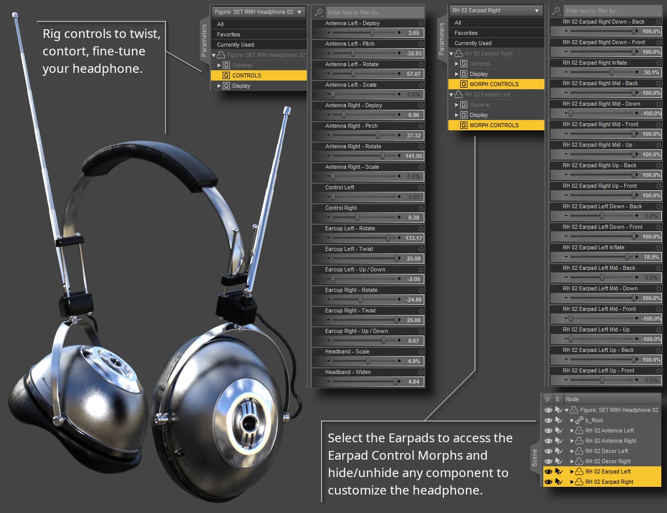 Or3d Retro Radio Headphones 02 Daz 3d