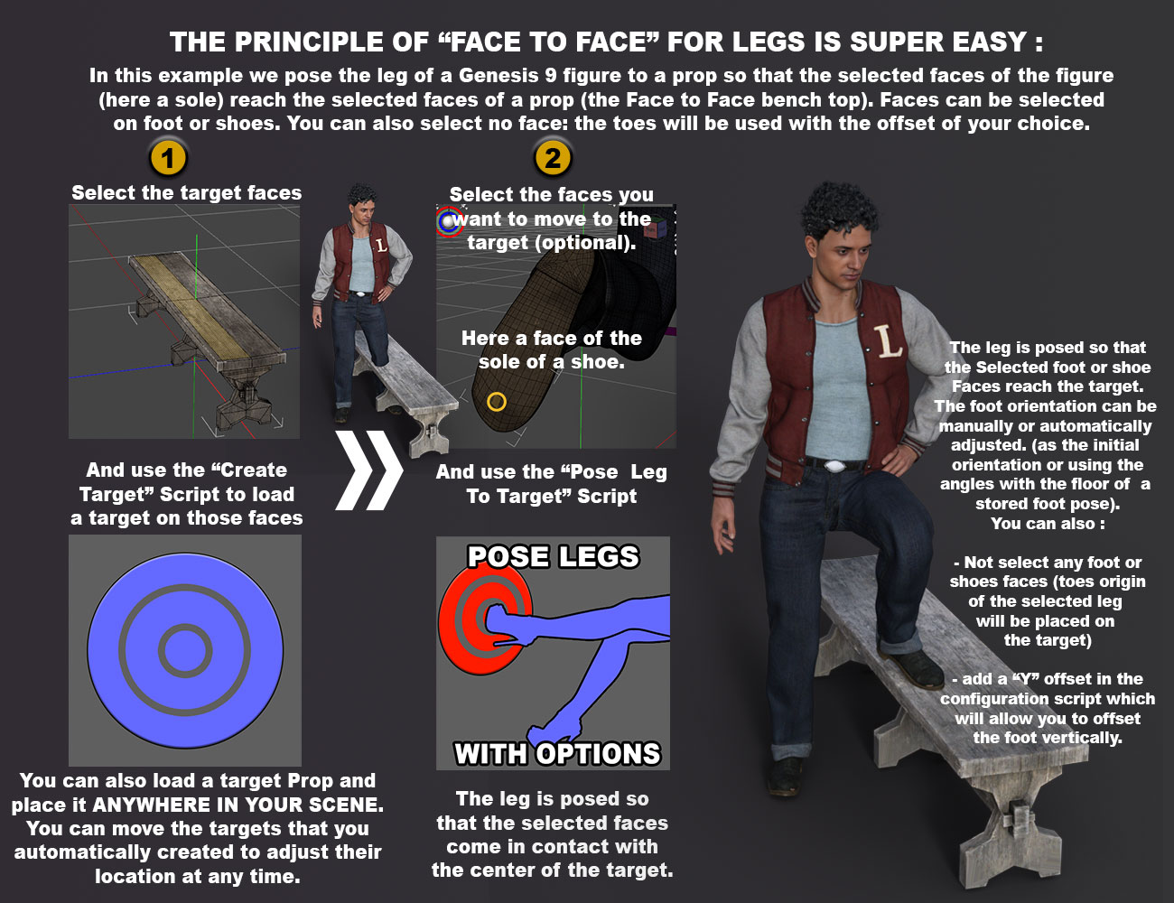 Face To Face Autopose Legs For Genesis 9 | Daz 3D