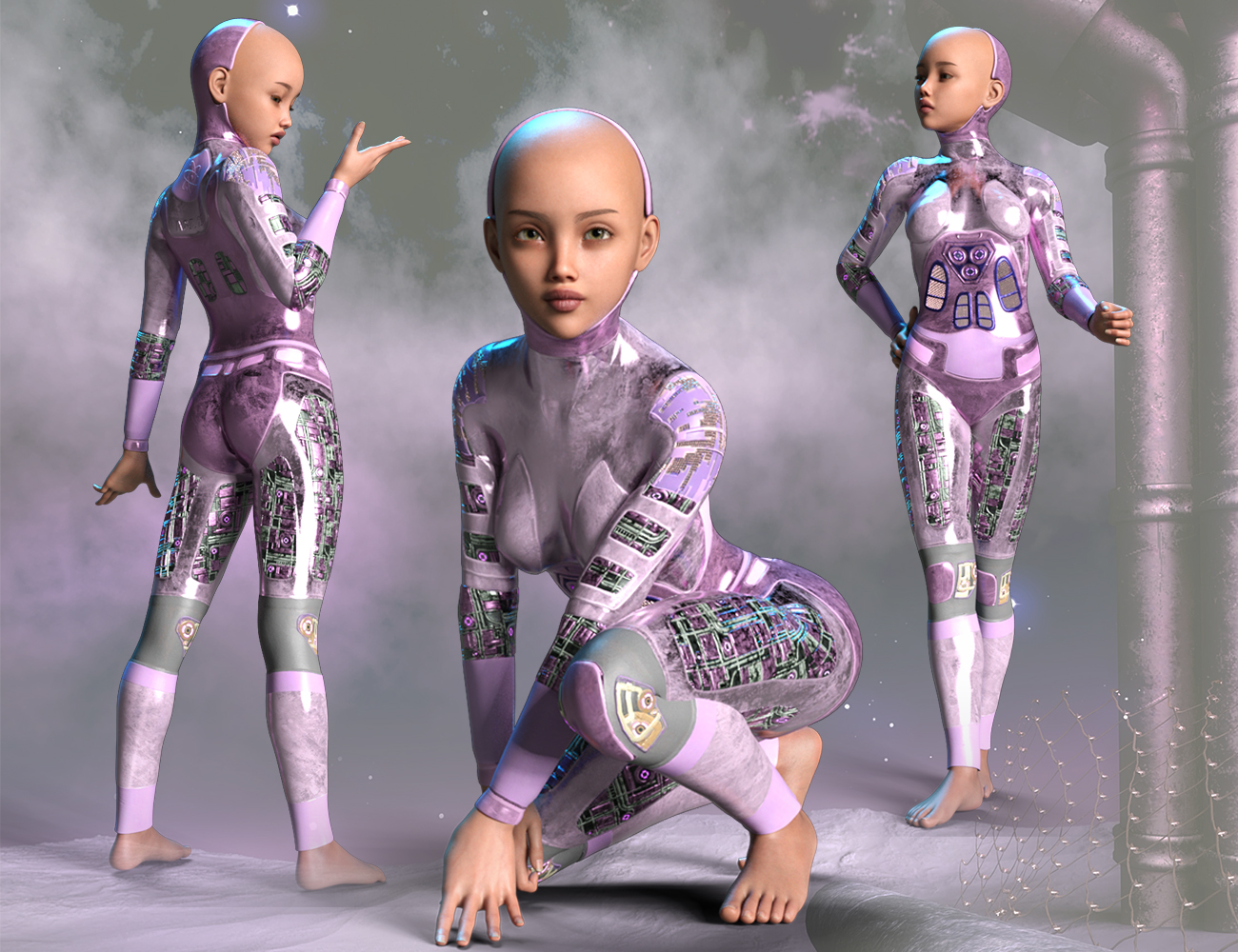 DC ASH Android Suit for Genesis 9 and 8 Female | Daz 3D