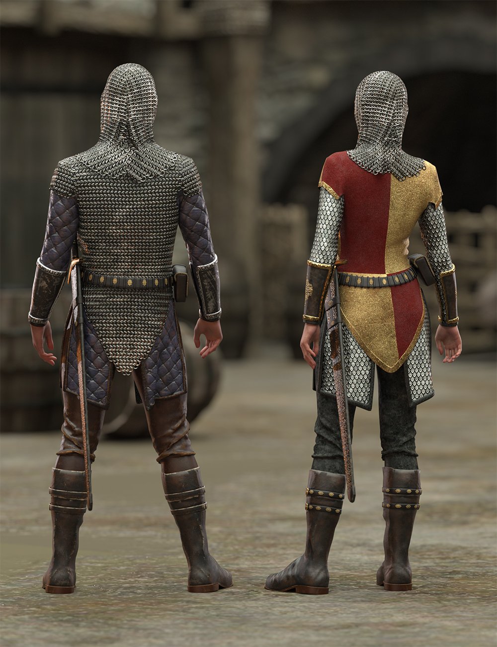 dForce Padded Armor and Chainmail for Genesis 9 | Daz 3D