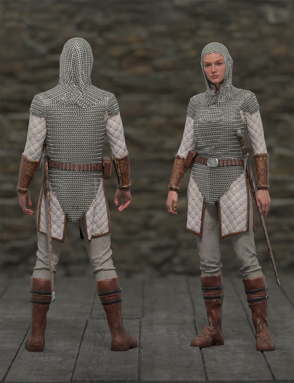 dForce Padded Armor and Chainmail for Genesis 9 | Daz 3D