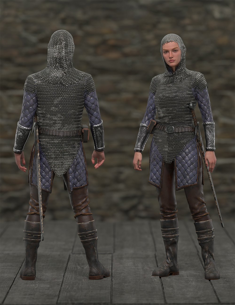 dForce Padded Armor and Chainmail for Genesis 9 | Daz 3D