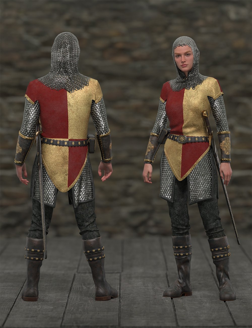 dForce Padded Armor and Chainmail for Genesis 9 | Daz 3D