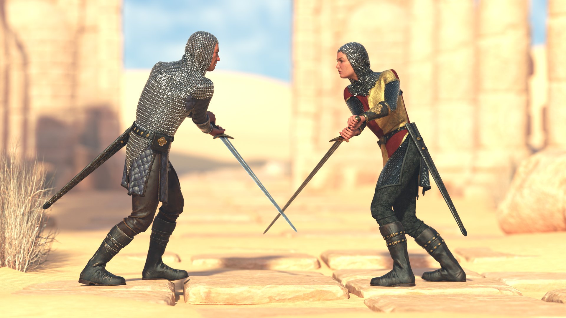 dForce Padded Armor and Chainmail for Genesis 9 | Daz 3D