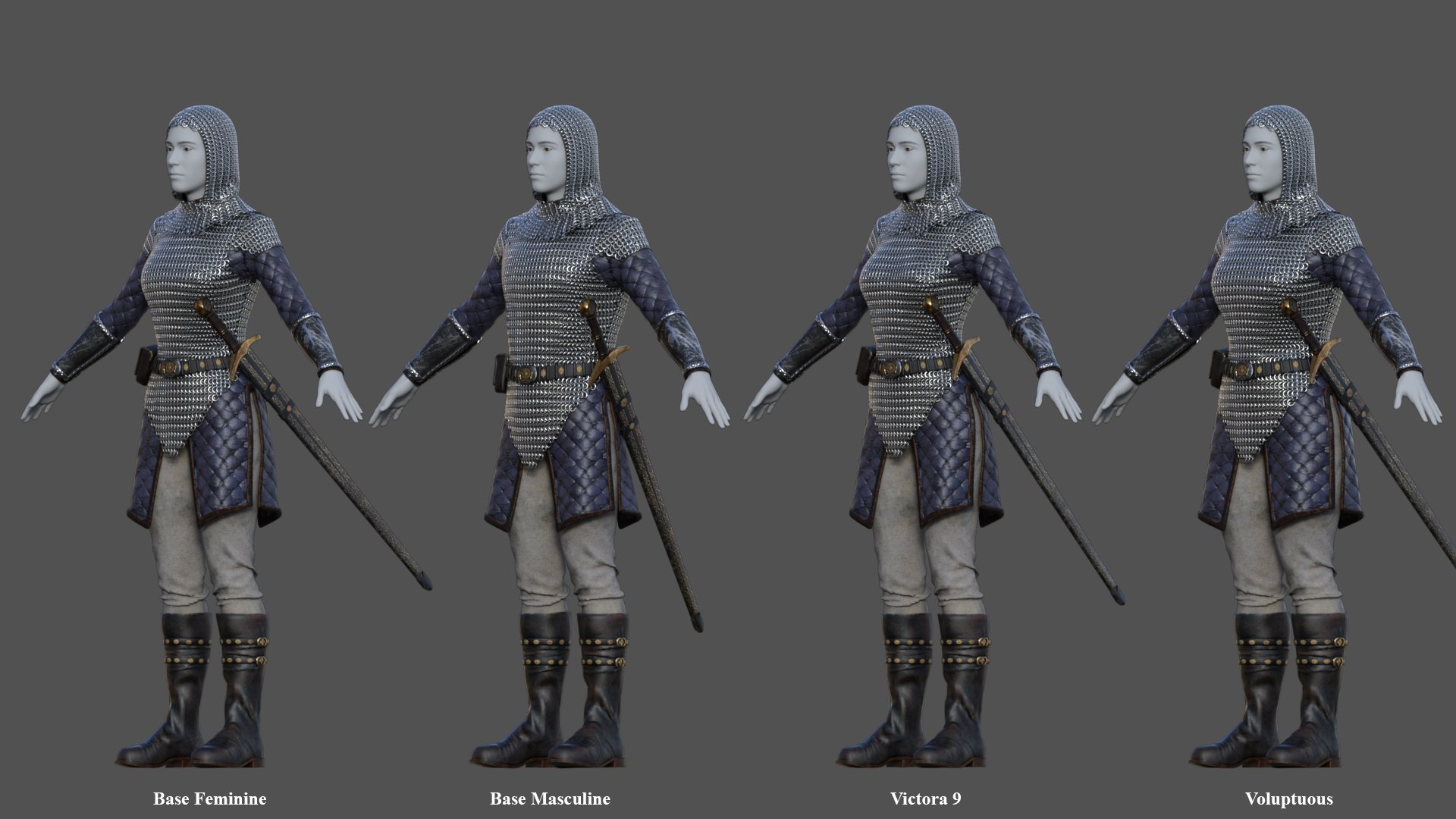 dForce Padded Armor and Chainmail for Genesis 9 | Daz 3D
