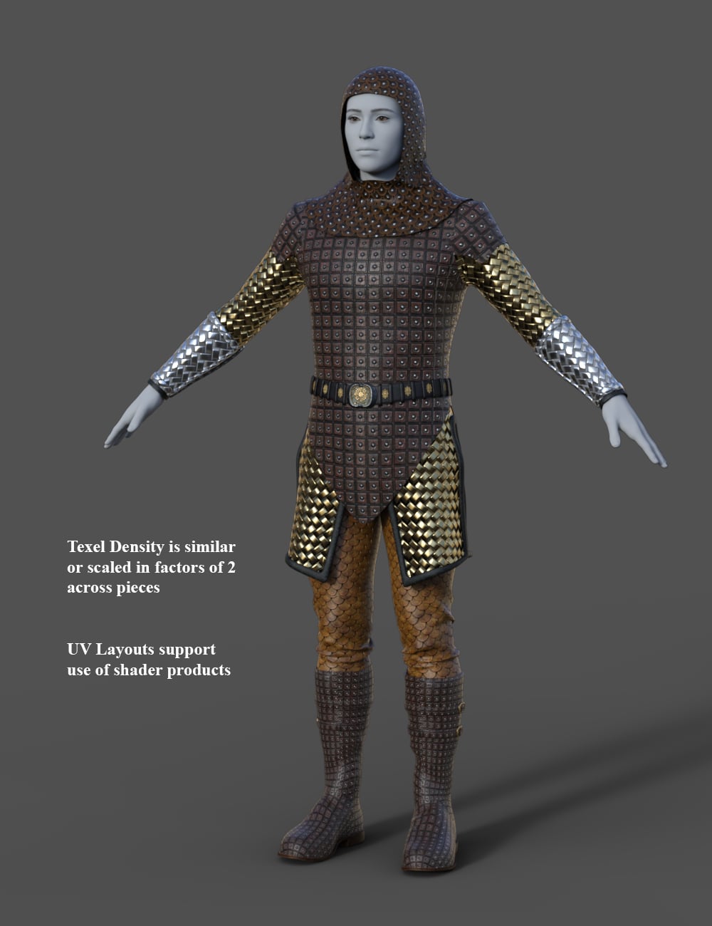 dForce Padded Armor and Chainmail for Genesis 9 | Daz 3D