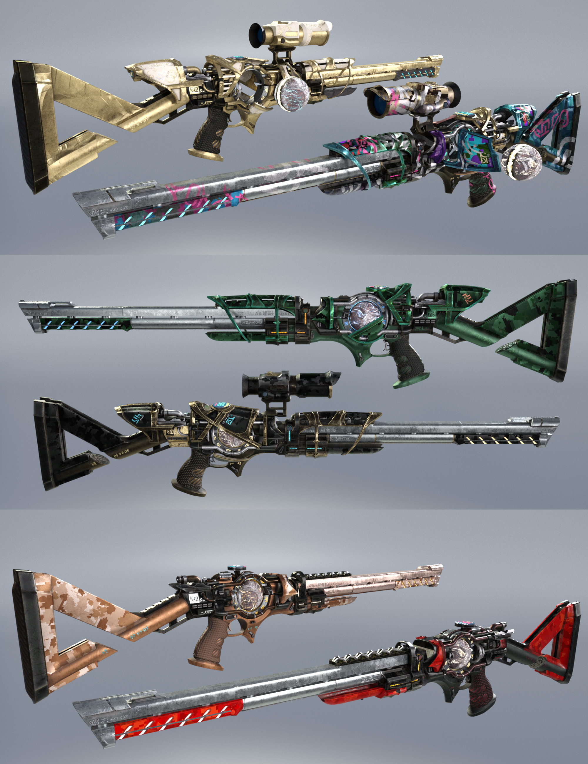 Punkish Alien Sniper Rifle | Daz 3D