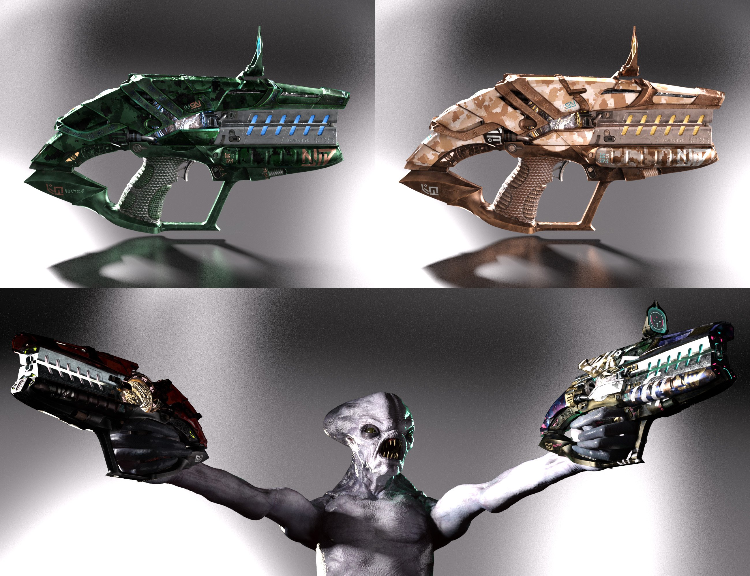 Punkish Alien Pistol | Daz 3D