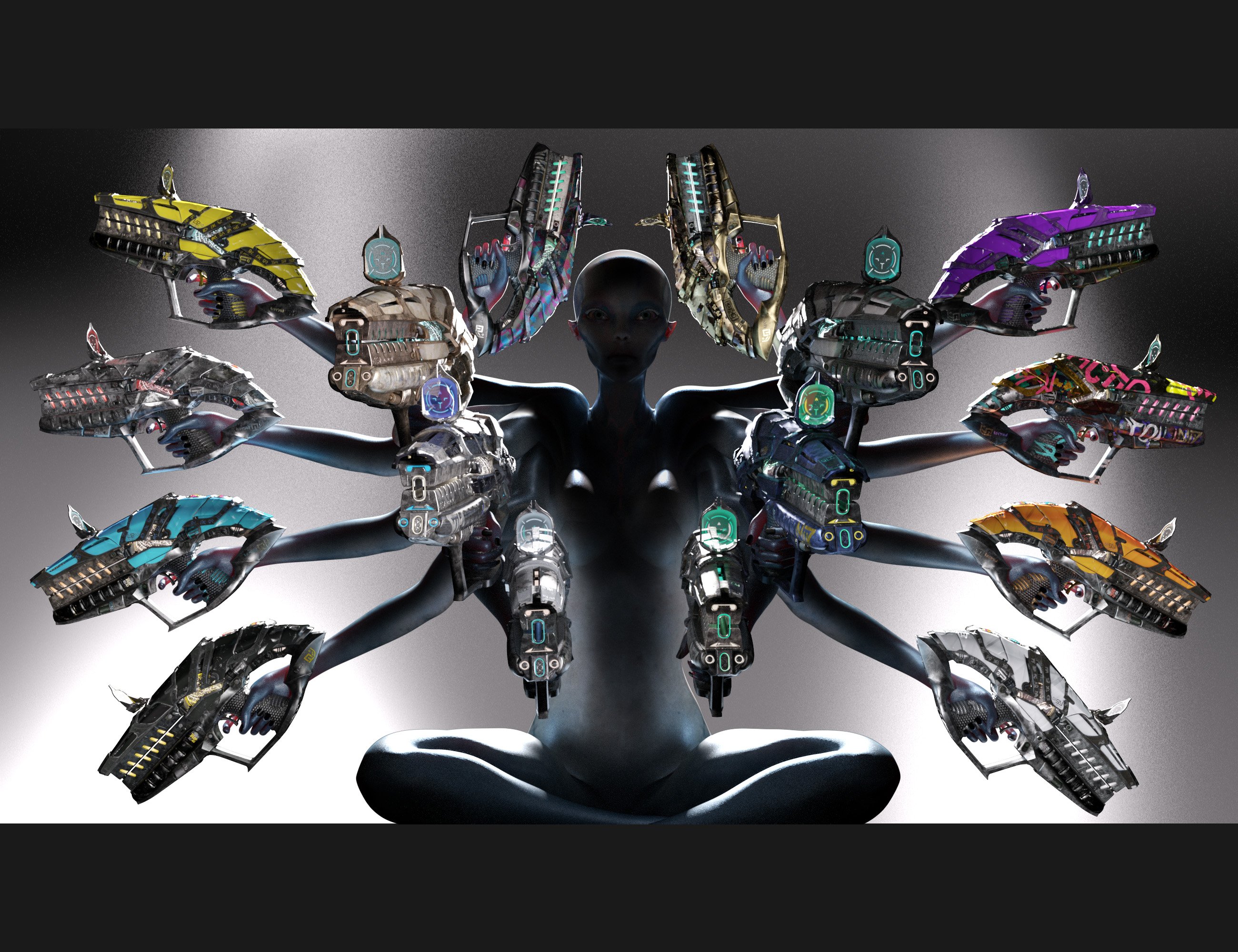 Extra Textures for Punkish Alien Pistol | Daz 3D