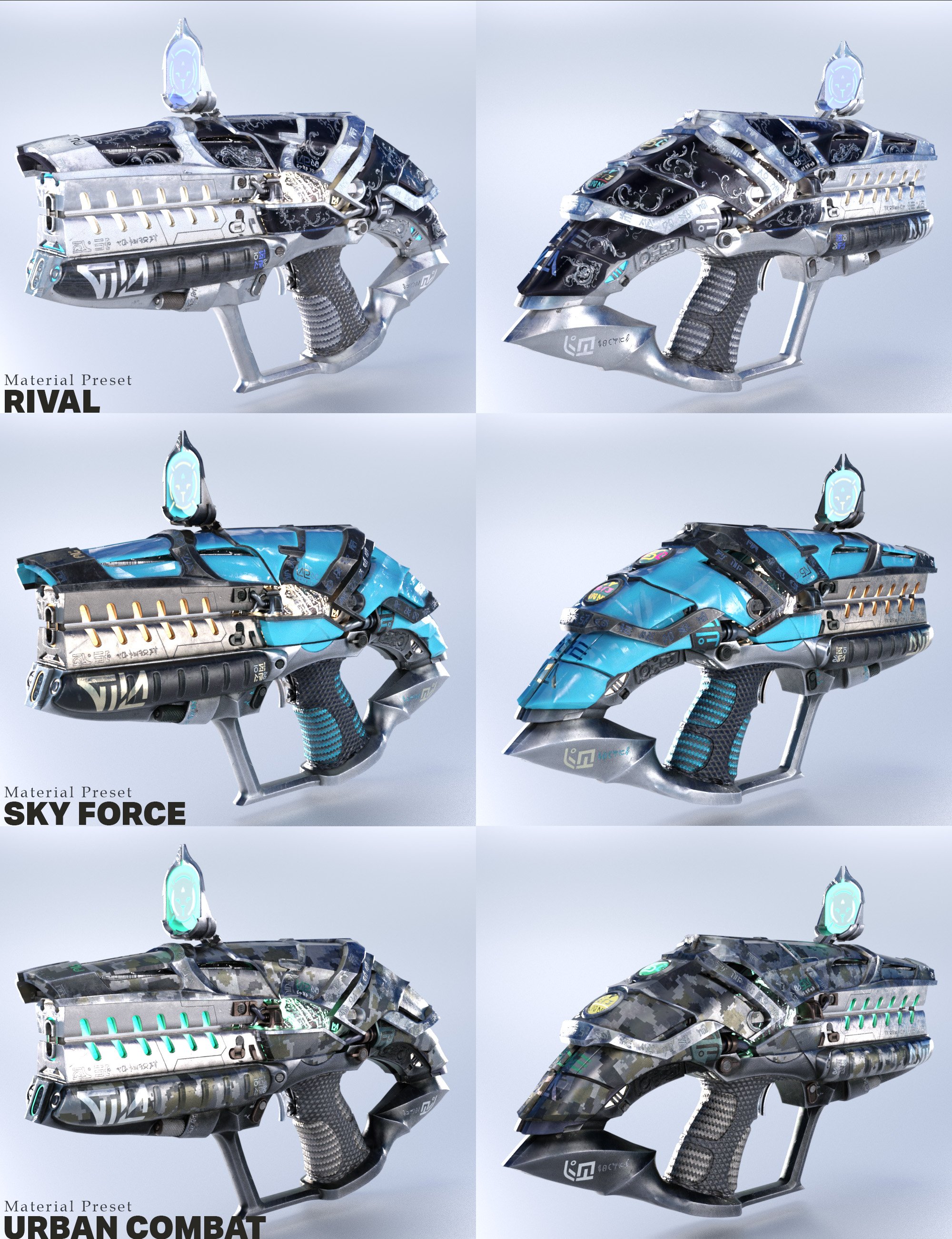 Extra Textures for Punkish Alien Pistol | Daz 3D